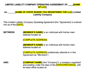 Florida LLC Operating Agreement Sample (From Lawyer)